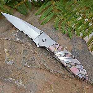 Kershaw Leek Folding Pocket Knife with Artisan-Crafted Peruvian Opal Stone Handle, Made in the USA