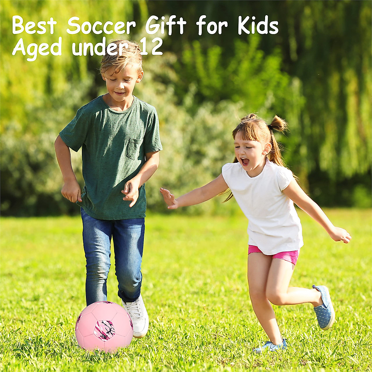 PP PICADOR Soccer Ball Size 4, Kids Soccer Balls for Youth Girls Boys Child Teen Age 4-8 8-12 Outdoor Training Gift with Pump(Camouflage Pink)