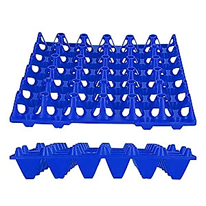 Egg Storage Tray, 30 Cell Egg Crates Plastic Reusable Stackable 5PCS for Hennery for Farm(blue)