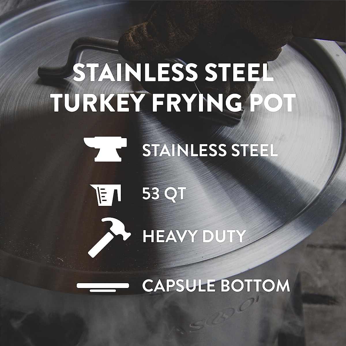 GasOne Stainless Steel Stockpot with Basket – 53qt Stock Pot with Lid and Reinforced Bottom – Heavy-Duty Cooking Pot for Deep Frying, Turkey Frying, Beer Brewing, Soup, Seafood Boil – Satin Finish