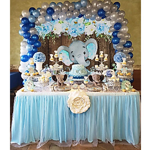 Mocsicka Floral Elephant Baby Shower Backdrop Blue Elephant Baby Shower Party Decoration 7x5ft Vinyl Boy Elephant Baby Shower Photo Background (7x5ft (82x60 inch))
