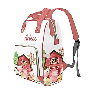Yeshop Farm Animal Cute Personalized Diaper Bag Backpack Tote with Name Custom Travel Nappy Mommy Bag Backpack for Baby Girl Boy Gift 10 83inch 6 69inch 15inch