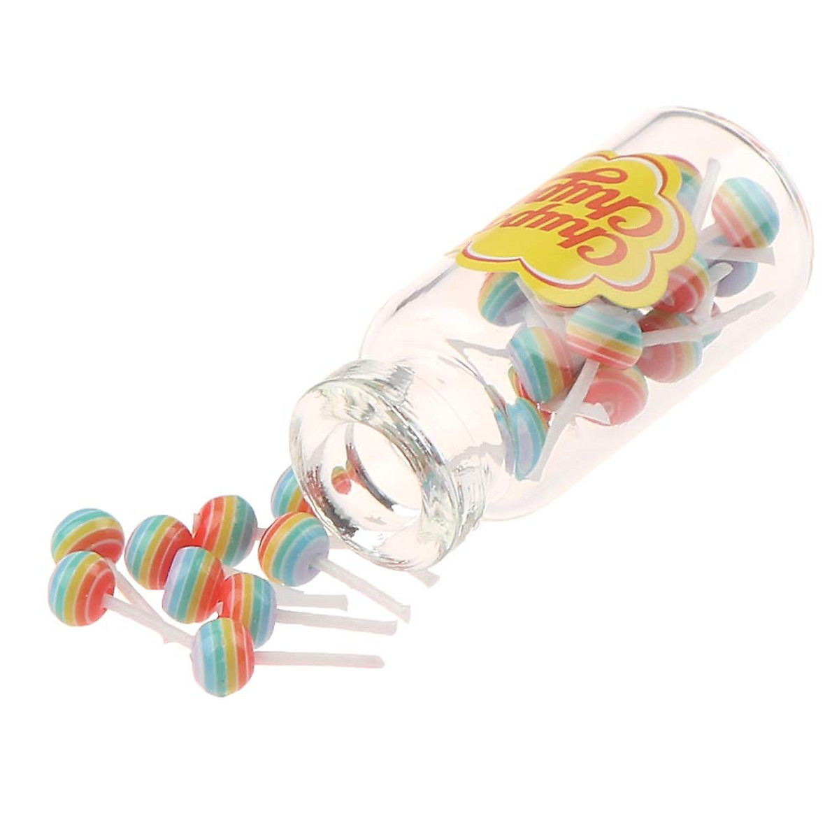 1/12 Dollhouse Miniature Food Potato Chips Bottles Lollipops Jar with Lollipops for Dollhouse Decoration Accessories Kitchen Scene Food Candy Snacks Model