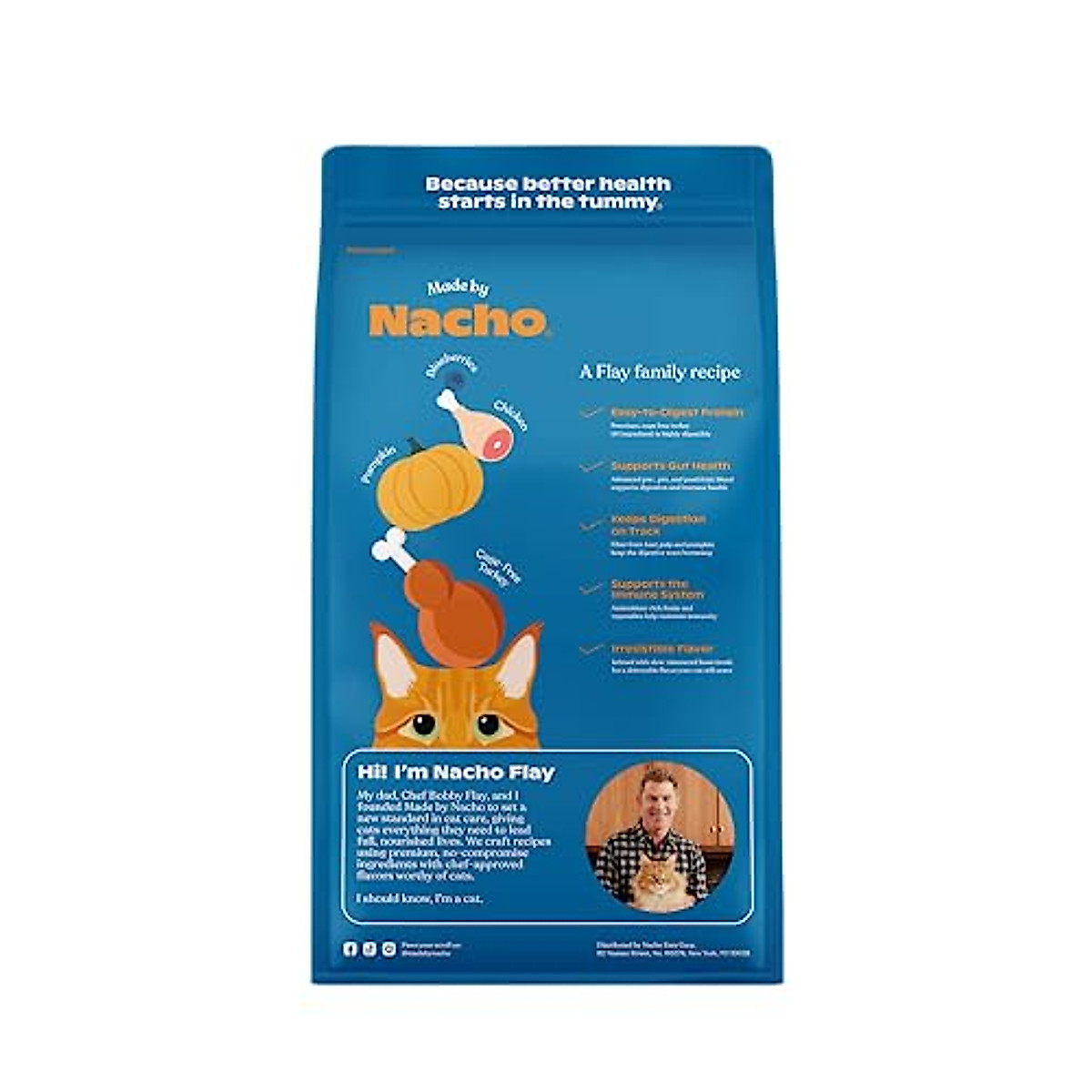 Made by Nacho Bone Broth Infused Dry Cat Kibble - Digestive Support, Cage-Free Turkey and Pumpkin - Premium Grain-Friendly Cat Food 4lb Bag