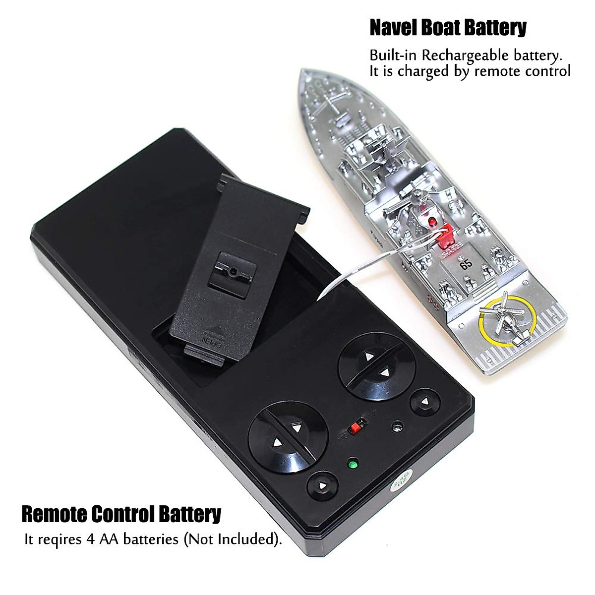 Tipmant Military RC Naval Ship Vessel Model Remote Control Boat Toy Speedboat Electric Water Kids Birthday (Silver)