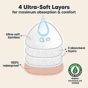 14-Pack Organic Nursing Pads - Washable Breast Pads for Breastfeeding, Nursing Bra Nipple Pads for Breastfeeding, Pumping Bra Reusable Breast Pads, Maternity Breastfeeding Bra Pads (Neutrals, L 4.8")