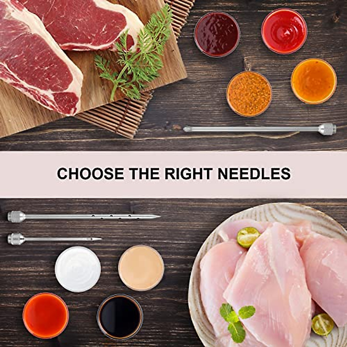 Yorkaan 304-Stainless Steel Meat Injector Syringe Kit with 3 Marinade Injector Needles, Basting Brush, 5 Silicone O-Rings -Meat Injectors for BBQ Grill Smoker, Meats, Turkey, Brisket.