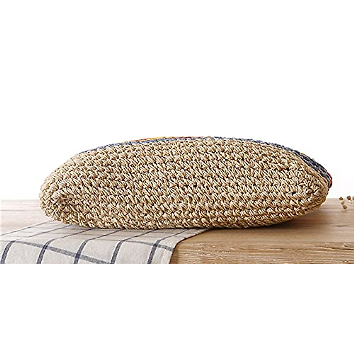 QZUnique Straw Handbags Rainbow Stitching Leather strap Shoulder Bag Women's Summer Beach Natural Casual Tote Bag Messenger Portable Bag