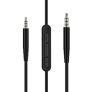 QC45 Replacement Audio Cable Cord for Bose QC25, QC35, QuietComfort 25, QuietComfort 35, On-Ear 2,OE2,OE2i, NC700, Soundlink, SoundlinkII Headphones with Inline Mic/Remote Volume Control (Black)