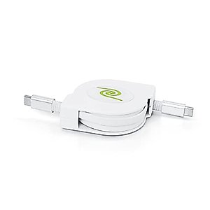 ReTrak USB C Cable, USB C to USB C 6ft Retractable Cable, 60W Power Delivery for MacBook, iPad Pro 2020, iPad Air 4, Dell, HP, Google Pixel 4a, and More
