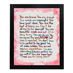 You Are Brave Inspirational Wall Art Print – Motivational Wall Decor for Home, Office, Bedroom, Classroom & School - Unframed 8x10" Poster Print Gift for Boys & Girls (Pink)