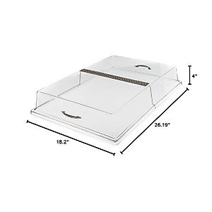CFS SC2607 Acrylic Pastry Tray Hinged Cover, 26.19" Length x 18.20" Width x 4" Height, Clear