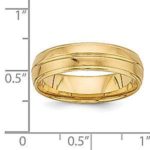 Roy Rose Jewelry 14K Yellow Gold Comfort Fit Grooved Step Down Edge Wedding 6mm Band Ring Size 7