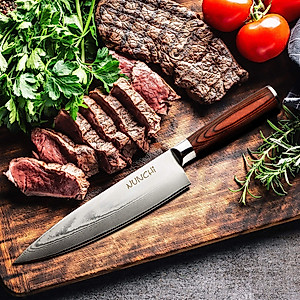 Chef Kitchen Knife - Professional Japanese Damascus 8 inch Blade with VG-10 Stainless Steel, Beautiful Handcrafted 67 layer Ultra Sharp