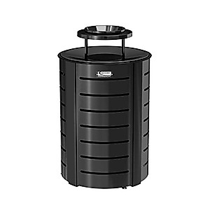 Suncast Commercial 35 Gallon Metal Outdoor Trash Can, Black