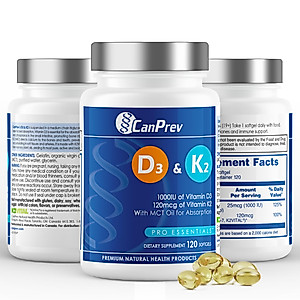 CanPrev D3 & K2 - Organic Coconut Oil (120 softgels)