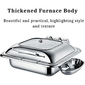 FLTRGO 6 L Chafing Dish Set, Stainless Steel Buffet Server Warming Tray with Water Pan & Fuel Holders, for Restaurant Catering Parties Weddings Picnics Food Warmer