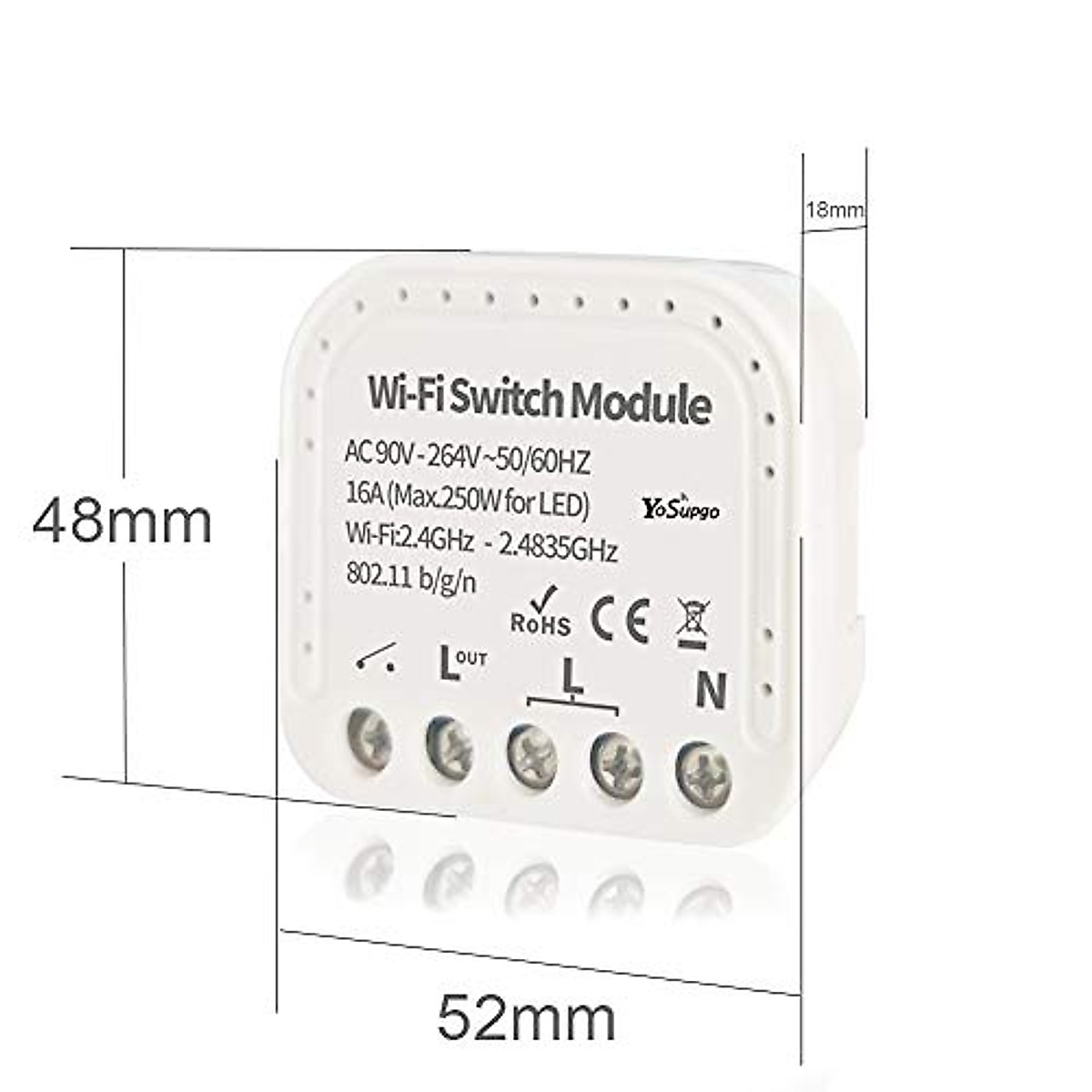 WiFi Momentary Inching Relay Self-Locking Switch Module, AC 90-264V WiFi Relay Switch Module eWelink APP Remote Control Switch Relay Module, Compatible with Alexa Echo Google Home