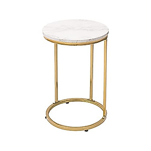 AZL1 Life Concept Accent Marble Sofa Laptop C Shaped Side Table for Living Room Bedroom Balcony Family and Office