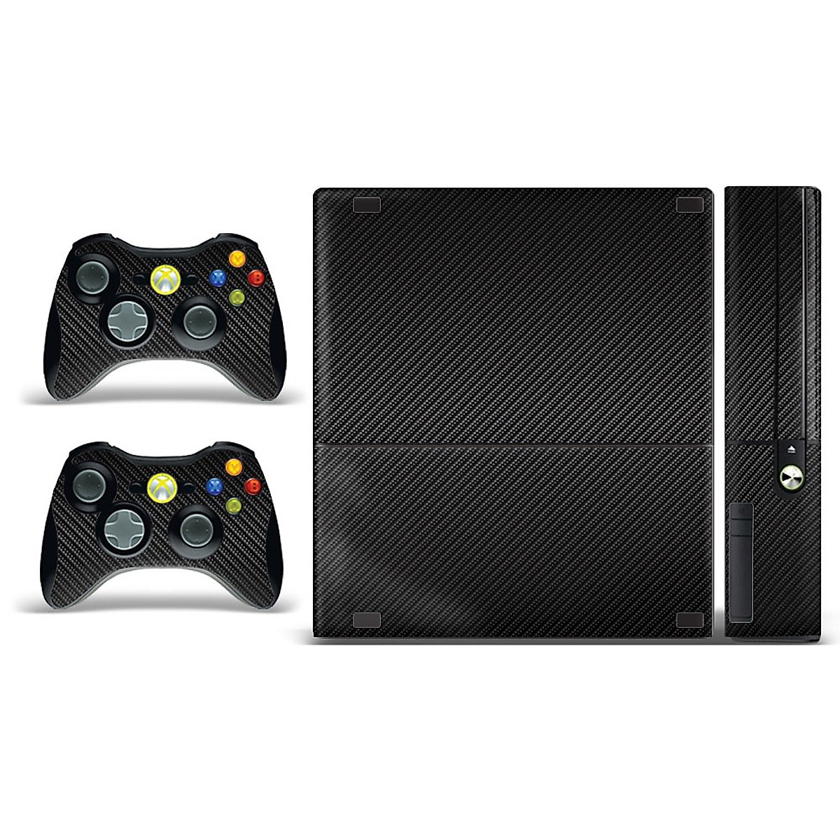 247 Skins Graphics kit Sticker Decal Compatible with Xbox 360E 360 Elite and Controllers - Printed Carbon