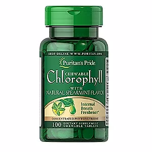 Puritans Pride Chewable Chlorophyll with Natural Spearmint Flavor, 100 Count