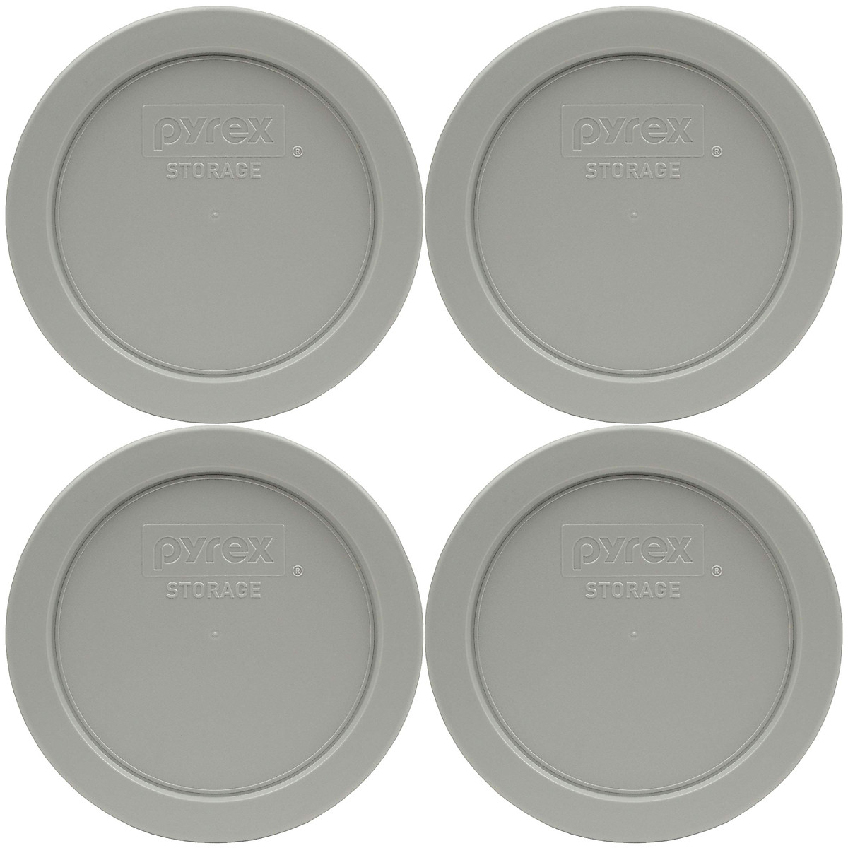 Pyrex Bundle - 4 Items: 7200-PC 2-Cup Jet Gray Plastic Food Storage Lids Made in the USA