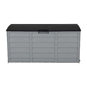 AHUMPALY Outdoor Garden Plastic Storage Deck Box 75gal Weatherproof UV Resistant Tools Cushions Toys Lockable Seat Wheels Polypropylene Resin 260L