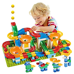 Marble Run,176 Pcs Marble Runs for Kids 4-8, Marble Run Race Track，STEM Learning Toys， Marble Run Building Blocks Classic Marble Track for Boys Girls Toddler Age 3,4,5,6,7,8+