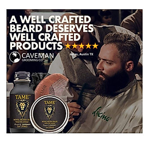 Beard Oil Conditioner 3-in-1 Set by Caveman - Tame and Strengthen with Beard oil and Moisturize with Beard Balm - Smooth and Finish with Beard comb