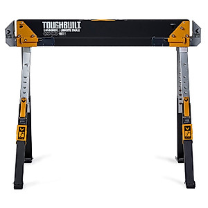 ToughBuilt - Folding Sawhorse - Sturdy, Durable, Lightweight, Heavy-Duty, 100% High Grade Steel - Adjustable up to 4x4 Size Support Arms - 1300 LB Capacity - (TB-C700) - 2 Pack