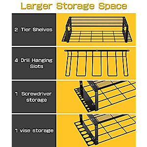 Tafatee Power Tool Organizer Wall Mount,Separate Design 3 Layers Cordless Tool Organizers and Storage Drill Holder Heavy Duty Metal Tool Shelf Utility Storage Rack for Tool Room Workshop Garage Perfect for Dad Father's Day Gifts(2 Pack)