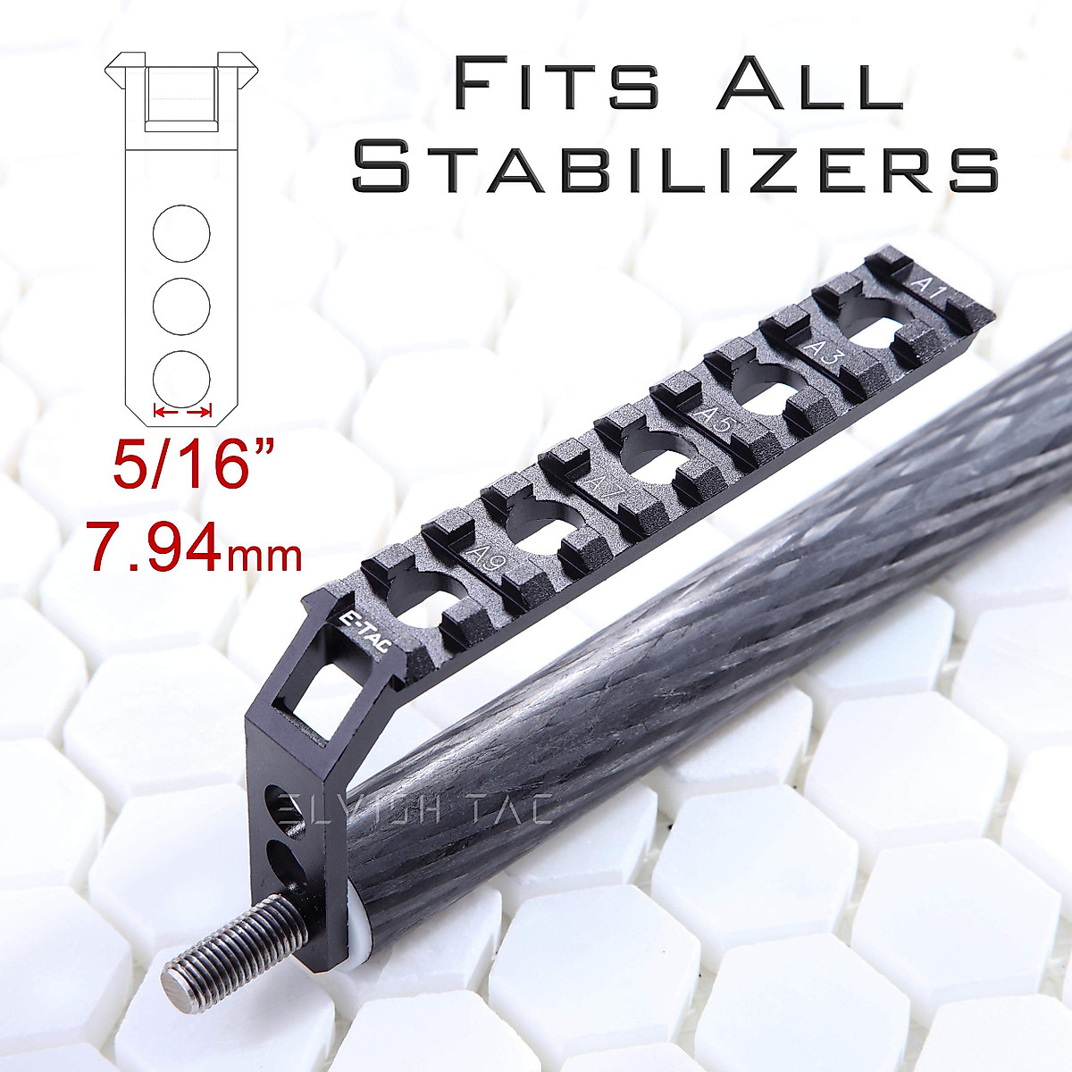 Elvish Tac Picatinny Rail for Compound Bow-Stabilizer Mount - Bowhunting Bowfishing