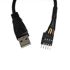 BAIRONG Black 9-Pin USB IDC Male Header to Single USB 2.0 Type A Male Cable 7.8 Inches