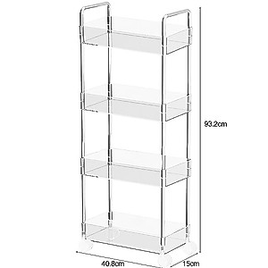 Meideli Storage Cabinet Rolling Cart Clear Bathroom Organizer Cart Storage Shelf Multi Layers Large Capacity Moveable Laundry Room Kitchen Organization Rack (Triple Layer, Atrovirens)