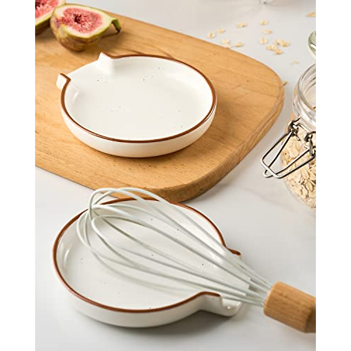 Getstar Spoon Rest for Stove Top, Ceramic Spoon Holder for Kitchen Counter (W4.7"), Farmhouse Decor, Dishwasher Safe