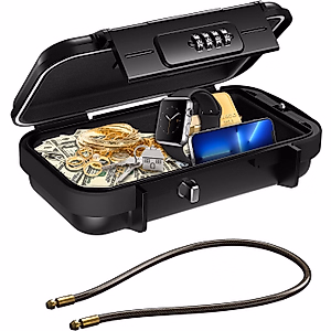 AMIR Portable Safe Box, Combination Security Case LockBox with Code, Waterproof Anti-Theft Mini Travel Safe Box with Removable Chain, Portable Lock Box for Home,Office