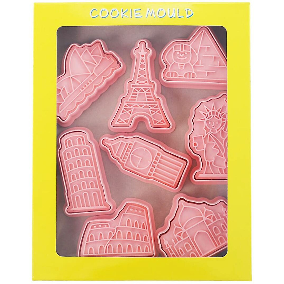 8 Pieces Statue of Liberty Cookie Moulds For Baking Cookie Mould Press Eiffel Tower Cookie Mould Set Kitchen Tools Plastic Cookie Stamps (Statue of Liberty)