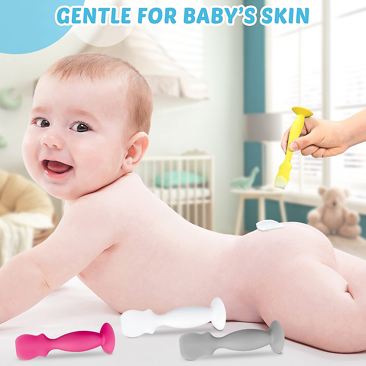 6 Pack Baby Diaper Cream Spatula Applicator Soft Silicone Baby Butt Paste Spatula Diaper Rash Cream Brush for Baby Newborn (Small)