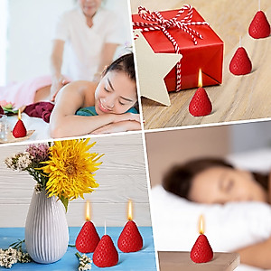 MTLEE Set of 12 Strawberry Candle Strawberries Shaped Scented Candle Mini Fruit Soy Wax Candle Decorative Cute Candle for Birthday Bath Spa Aesthetic Party Wedding Gift Home Decor Stress Relief, Red