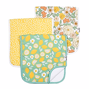 Copper Pearl Baby Burp Cloth Large 21''x10'' Size Premium Absorbent Triple Layer 3-Pack Gift Set Lemon