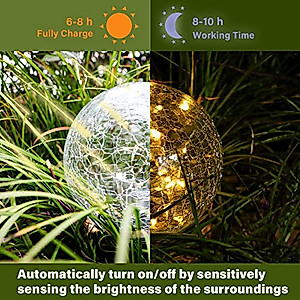Romdecyn 2Pack Solar Globe Lights Outdoor Waterproof ,30LED Cracked Glass Balls Solar Pathway Lights for Garden Patio Party Holiday Wedding Christmas Decoration（3.9inhes）