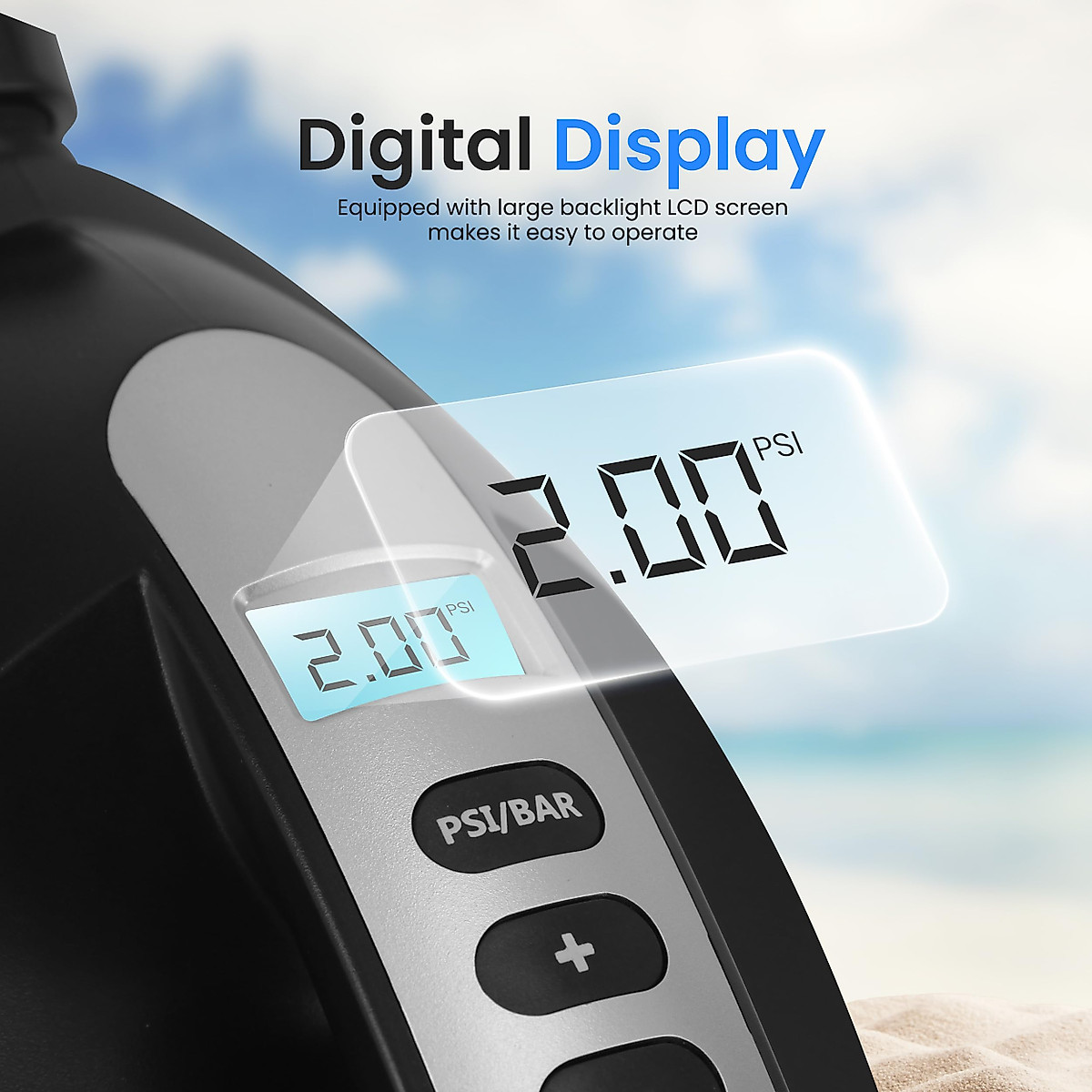 SereneLife Inflatable Paddle Board Pump Compressor - 16PSI High Pressure SUP Inflator - 12V DC Car Connector - Electric Air Pump for Paddle Boards, Boats, Rafts, Pool Toys, Water Sports