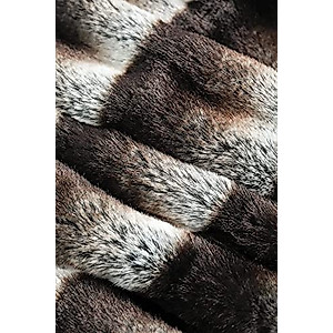 inchgrass Luxury Soft Faux Mink Fur Throw Blanket Shaggy Plush Elegant Weighted Handmade Thick Blanket for Sofa Chair Couch Living Bedding (60"x70", Grey Chinchilla)