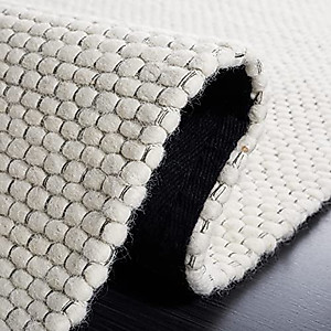 SAFAVIEH Natura Collection Area Rug - 10' x 14', Ivory, Handmade Solid Wool, Ideal for High Traffic Areas in Living Room, Bedroom (NAT801A)