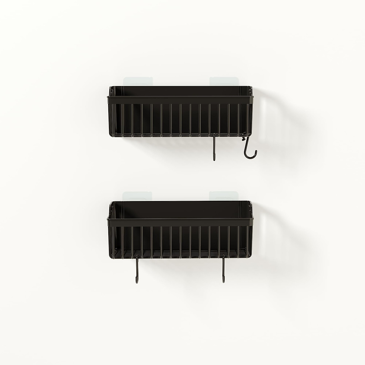 ATA HOME Shower Caddy Bathroom Shelves, Black Hanging Shower Organizer, 2-Pack Large Capacity No Drilling Easy Installation with Adhesive, Shower Shelf for Inside Shower ABS