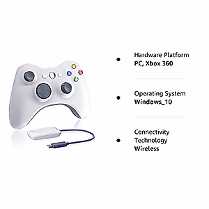 Oussirro Wireless Controller for Xbox 360, 2.4GHZ Gamepad Joystick Controller Remote for PC Windows 7,8,10 with Receiver Adapter, White