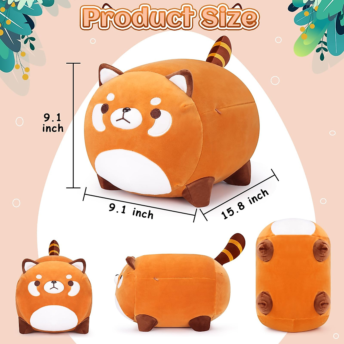 Red Panda Stuffed Animal, 15.8"Red Panda Plush Toys, Cute Bear Plushie Toy Stuffed, Red Panda Plush Pillow Plushies Gifts, Hugging Pillow Room Decoration Kawaii Doll Birthday Gifts for Kids Girls Boys