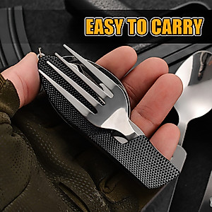 UMEINAC TECH Camping Utensils, 4 in 1 Travel Utensil Set Camping Fork Spoon Knife Set Camp Backpacking Utensils Folding Cutlery Set for Camping Hiking