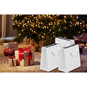20 Pcs White Kraft Paper Gift Bags 10.6 x 8.2 x 3.1 Inch Gift Bags Bulk with Handles for Retail Bag, Party Favor Bag, Birthday Gift Bag, Merchandise Boutique Retail Bags