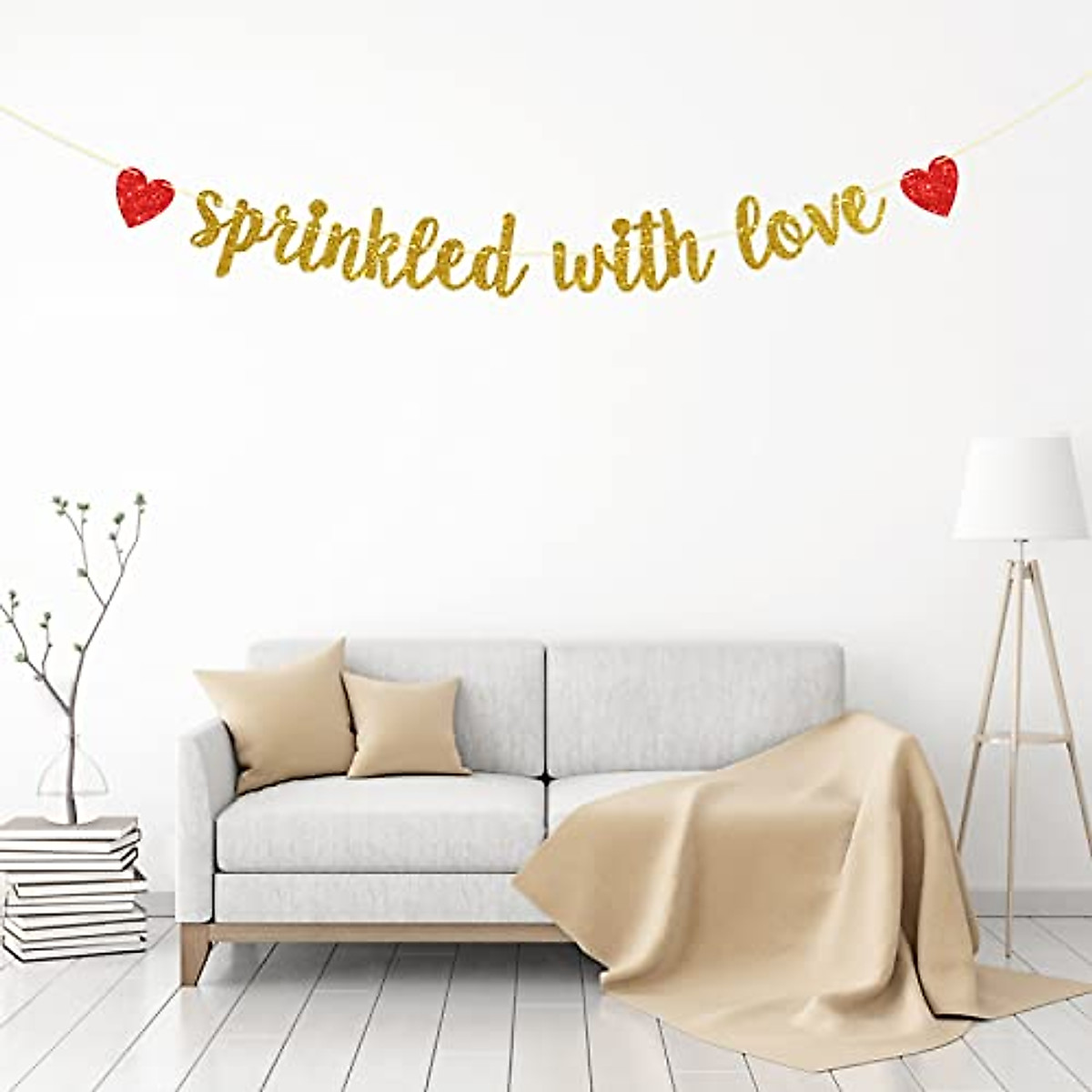 Dill-Dall Gold Glitter Sprinkled With Love Banner, Baby Shower Decorations, Baby Gender Reveal Party Supplies